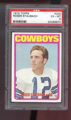 1972 Topps #200 Roger Staubach ROOKIE RC PSA 6 Graded Football Card NFL ...