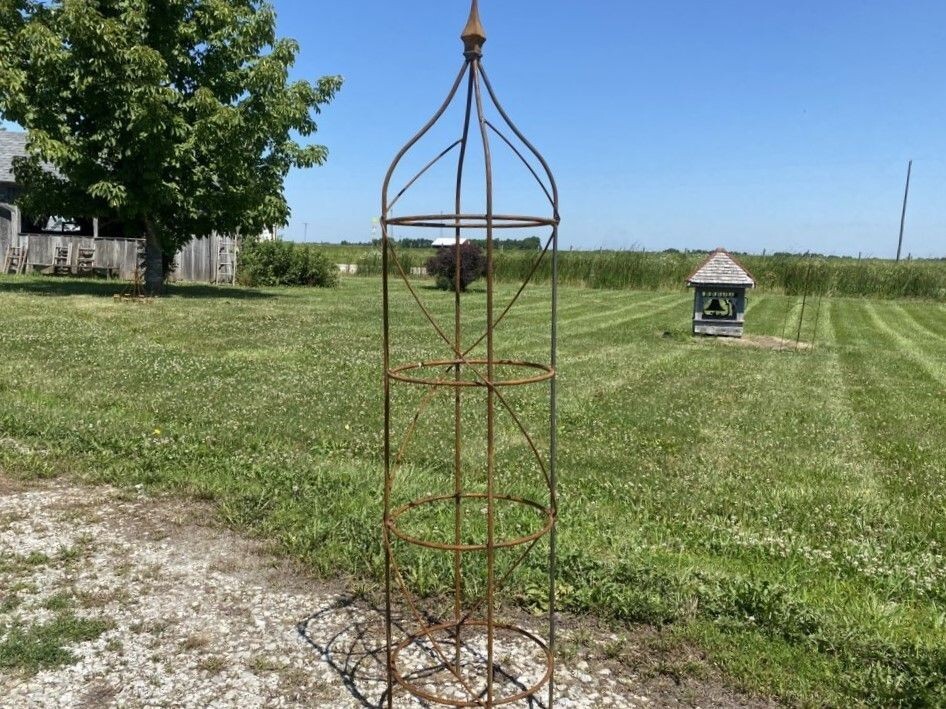 64" Rose Plant Support Garden Trellis Topiary, Round Wrought Iron ...