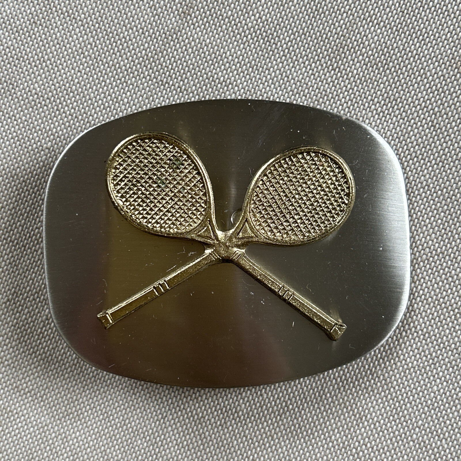 Vtg 1970s CROSSED TENNIS RACKETS U.S.A. Belt Buckle B… - Gem
