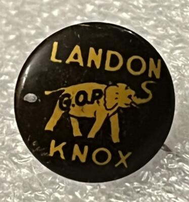 Vintage Landon Knox GOP Elephant Political Lapel Button Pin Pinback ...