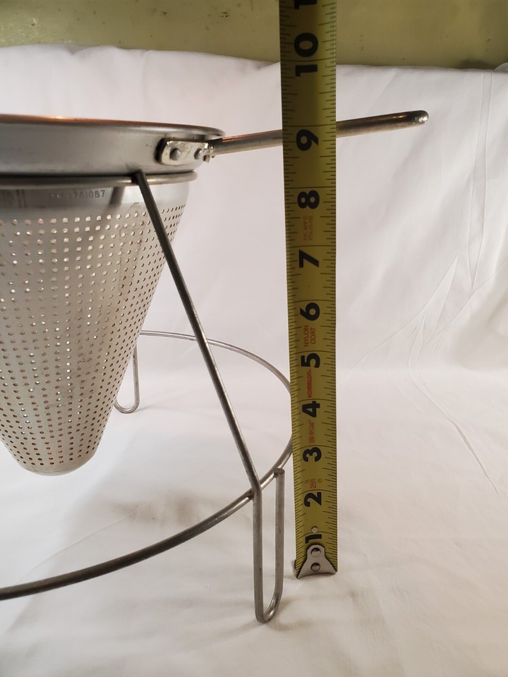 Vintage 1960's Aluminum Cone Sieve Colander Strainer With Steel Rack | eBay