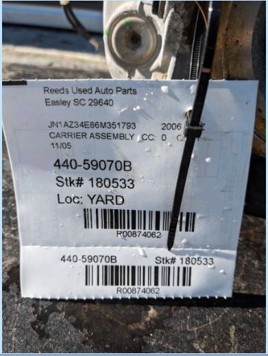 03-09 NISSAN 350Z 3.5L CONVERTIBLE OEM REAR CARRIER DIFF DIFFERENTIAL ...