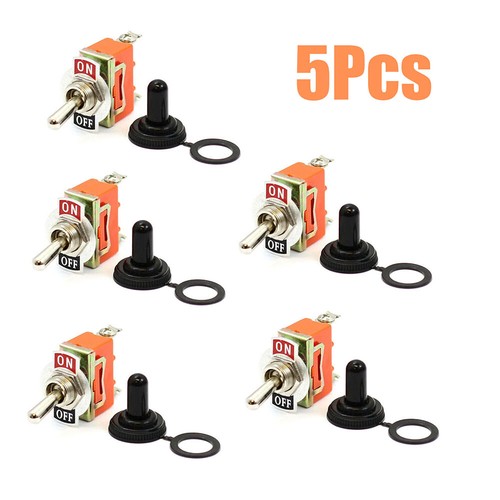 5X 12V SPST Solid Metal Toggle Switch ON/OFF Single Pole for Marine ...
