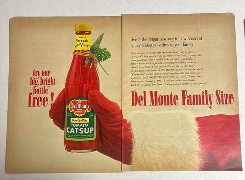 Del Monte Family Size Catsup 2pgs Santa arm holding bottle Vintage ...