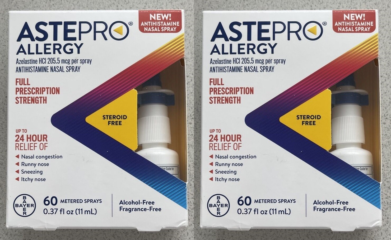 2 Pack- Bayer Astepro Allergy Nasal Spray - 60 Metered Sprays *EXP 10/ ...