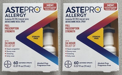2 Pack- Bayer Astepro Allergy Nasal Spray - 60 Metered Sprays *EXP 10/ ...