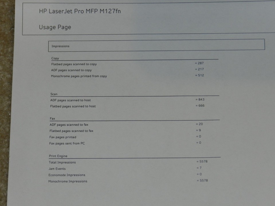 HP LaserJet Pro MFP M127fn Monochrome All-in-One Laser Printer 5578 ...