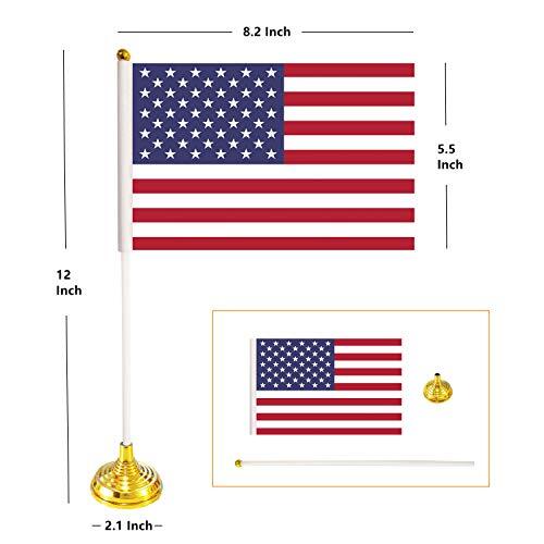 24 Pack US Desk Flags,Small Mini American Deluxe Table Flags Set with ...