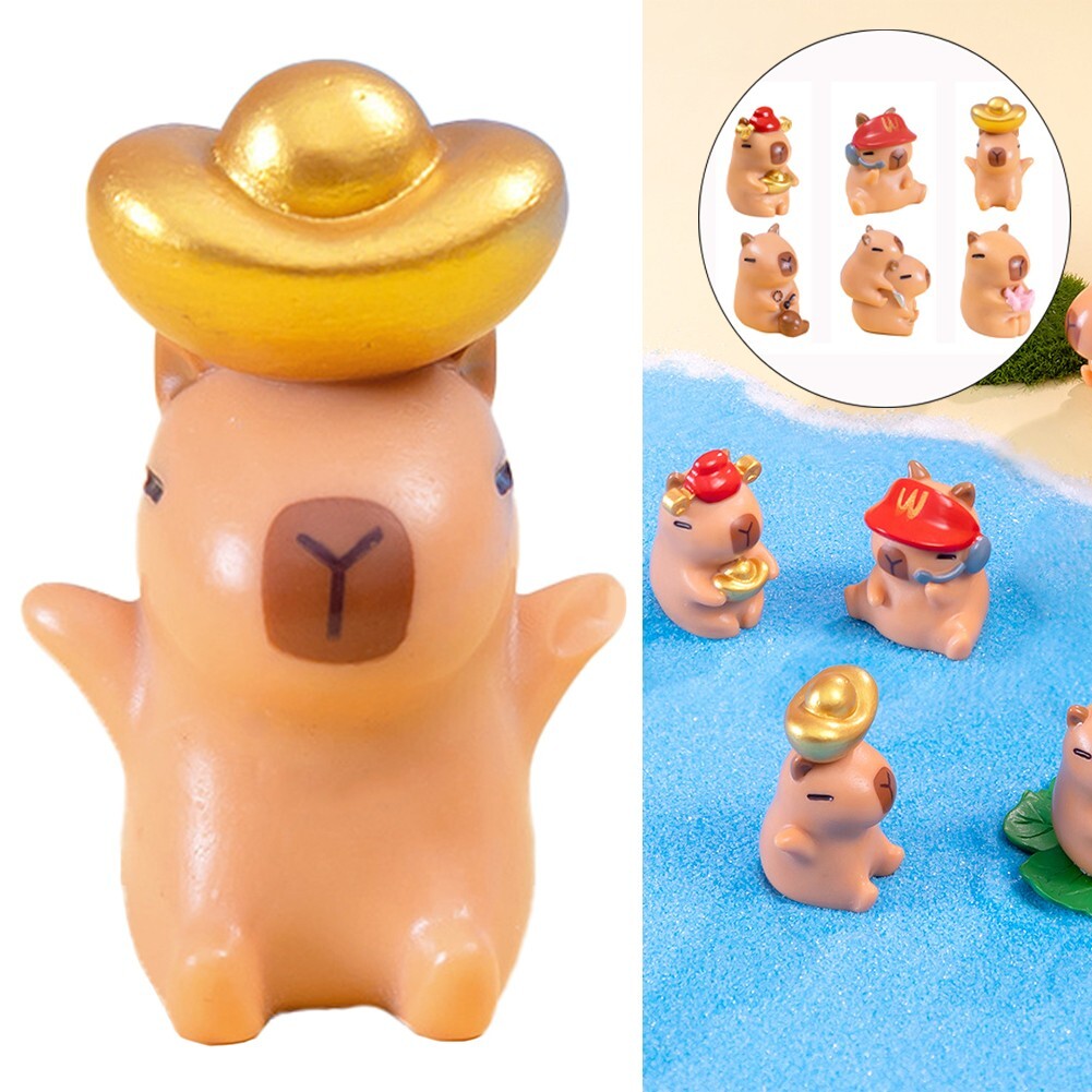 Resin Capybara Simulation Animals for Dollhouse and Terrarium Decor Set ...