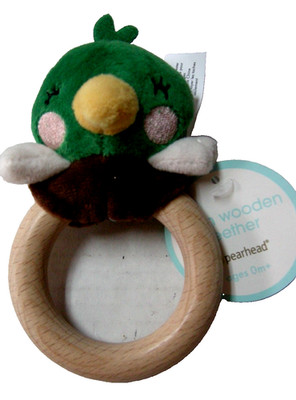Pearhead Plush Wooden Teether, Bird Theme, 5" x 3", Brand New | eBay