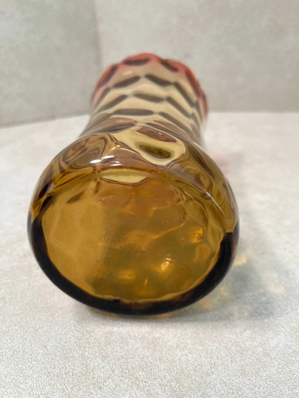 New England Glass Amberina Celery Vase W/Inverted Thumbprint Pattern #1 ...