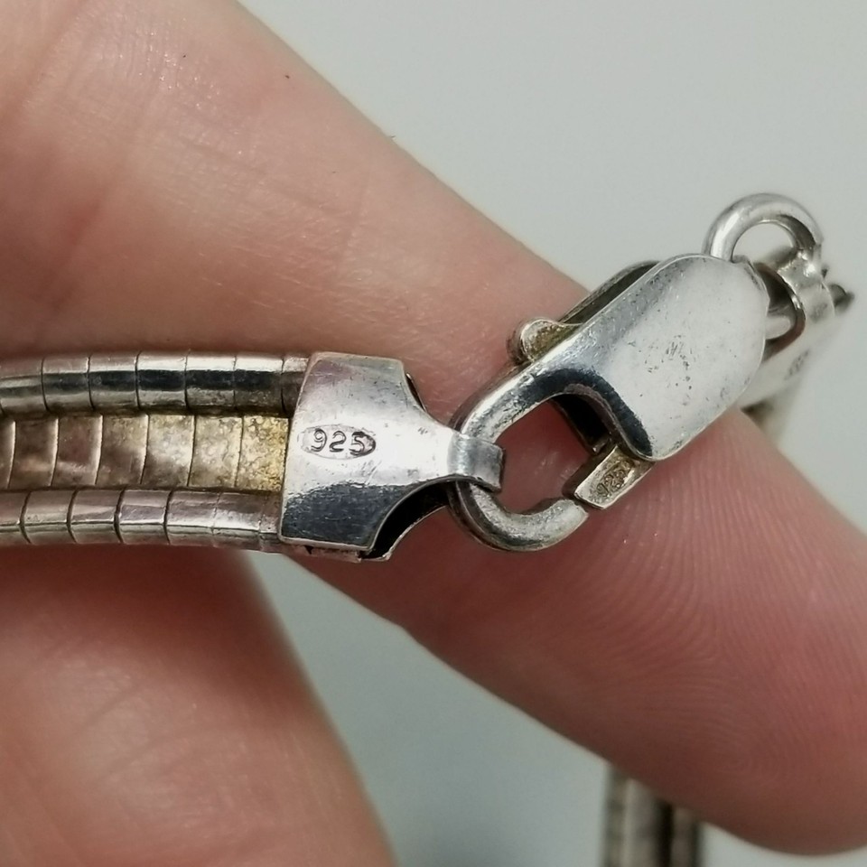 Vintage Sterling Silver Omega Flat Snake Chain Necklace 16 Inches Long ...