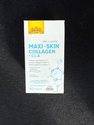 Country Life Tri Layer Maxi-Skin Collagen Plus C A 90 Tablets Gluten ...