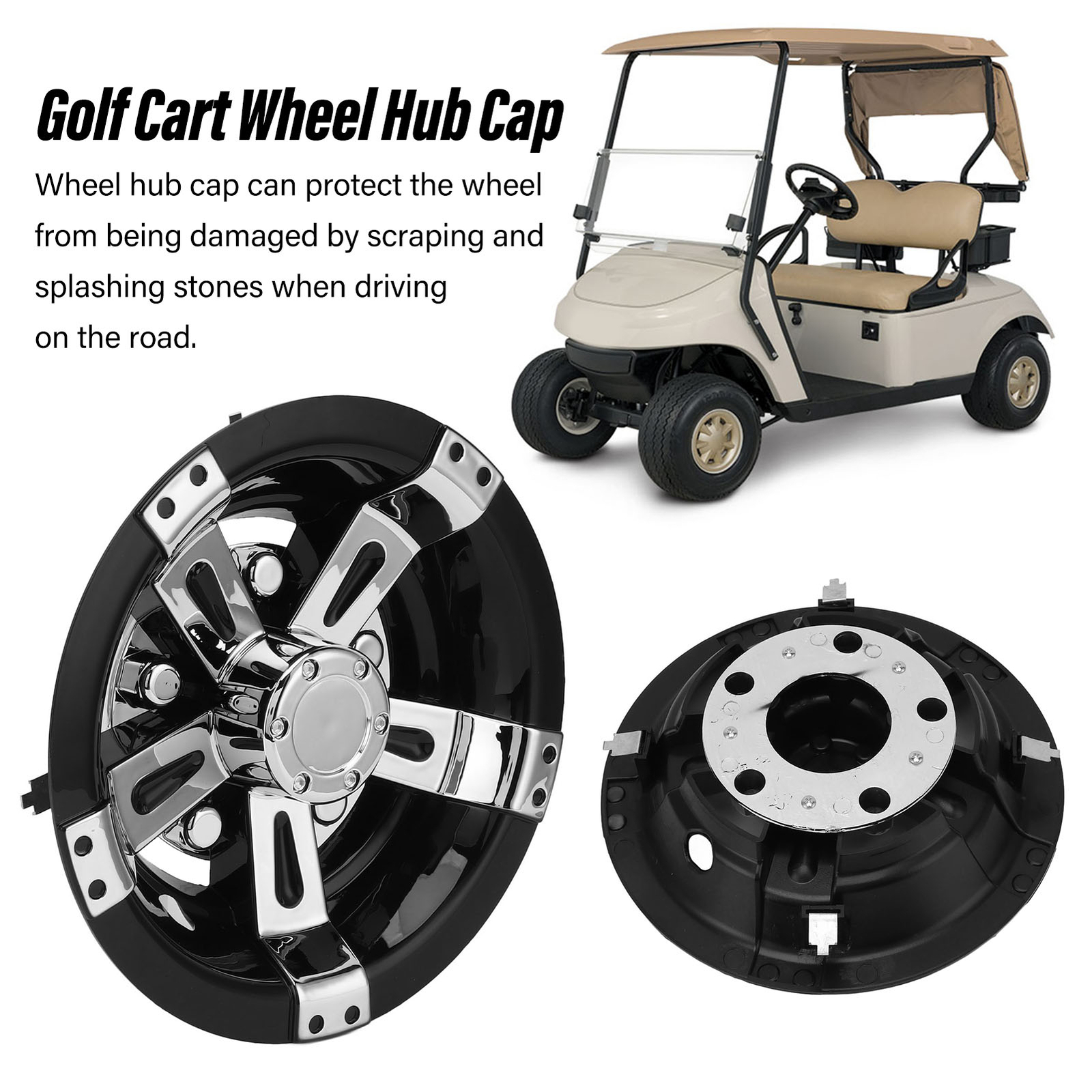 4Pcs 8in Golf Cart Wheel Hub Cover Reduce Wind Resistance ABS For E‑Z ...