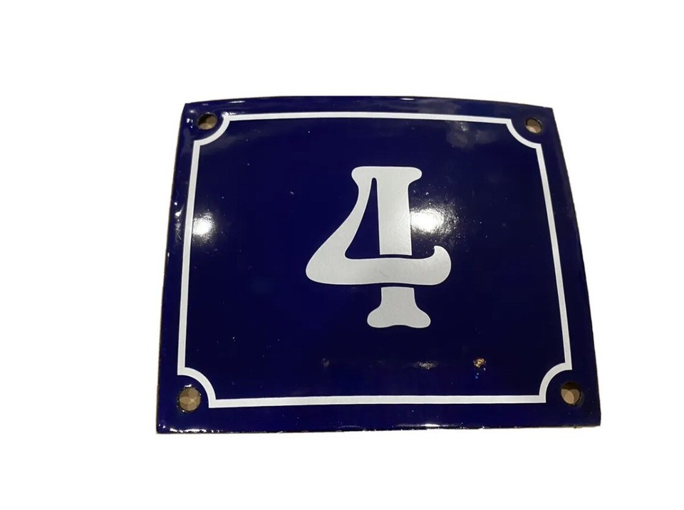 Vintage Style Blue Enamel French House Number Door Steel Metal Sign 9 ...