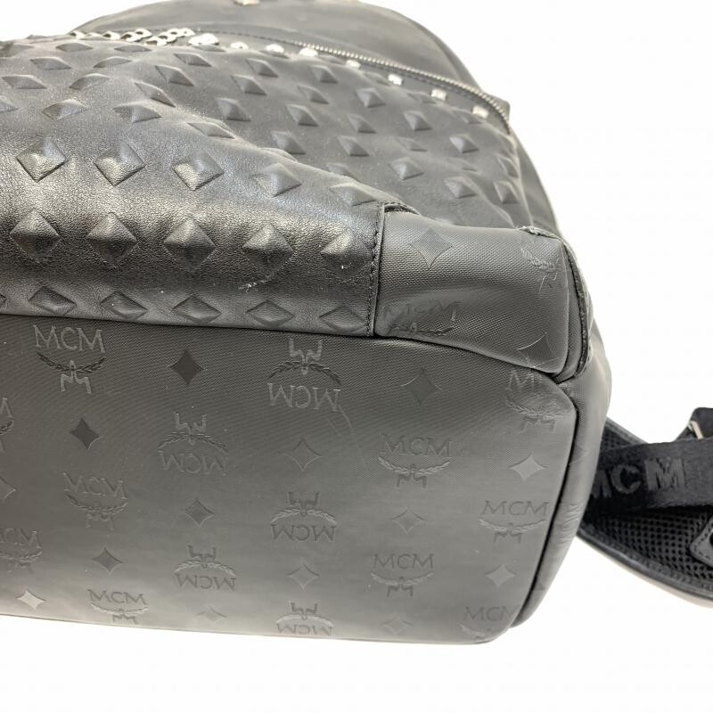 MCM Backpack Studs MMK3SXO01BK001 Black 47x35x16cm E5031 Square Plate ...