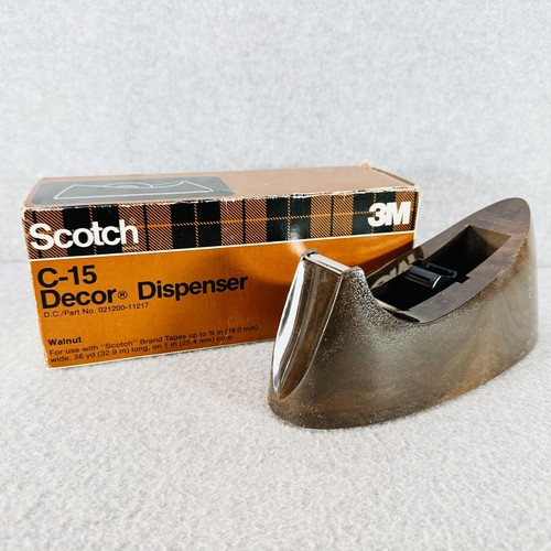 3M Scotch C15 Decor Tape Dispenser Weighted Walnut Finish Vintage ...