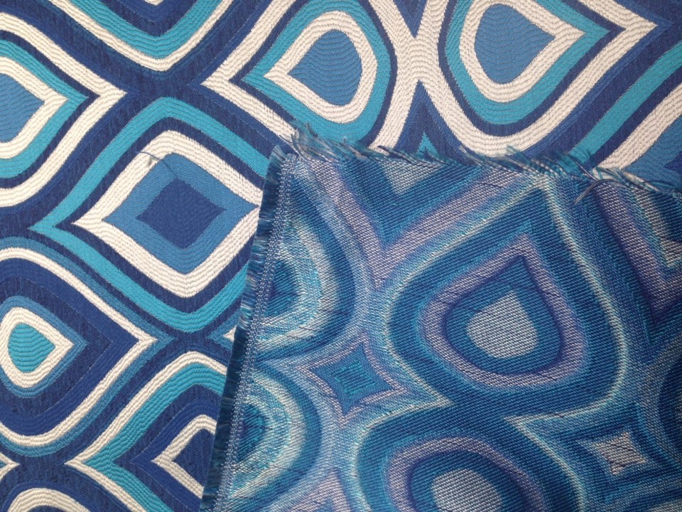 RICHLOOM DOYLE ADRIANT BLUE JACQUARD GEOMETRIC UPHOLSTERY FABRIC BY ...