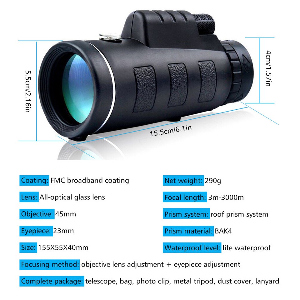 Day Low Night Vision 80x100 Zoom HD Monocular Starscope Monocular ...