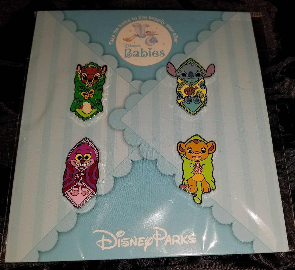 Disney Pins Blanket Babies Booster Set w/ Bambi Simba Stitch Cheshire ...