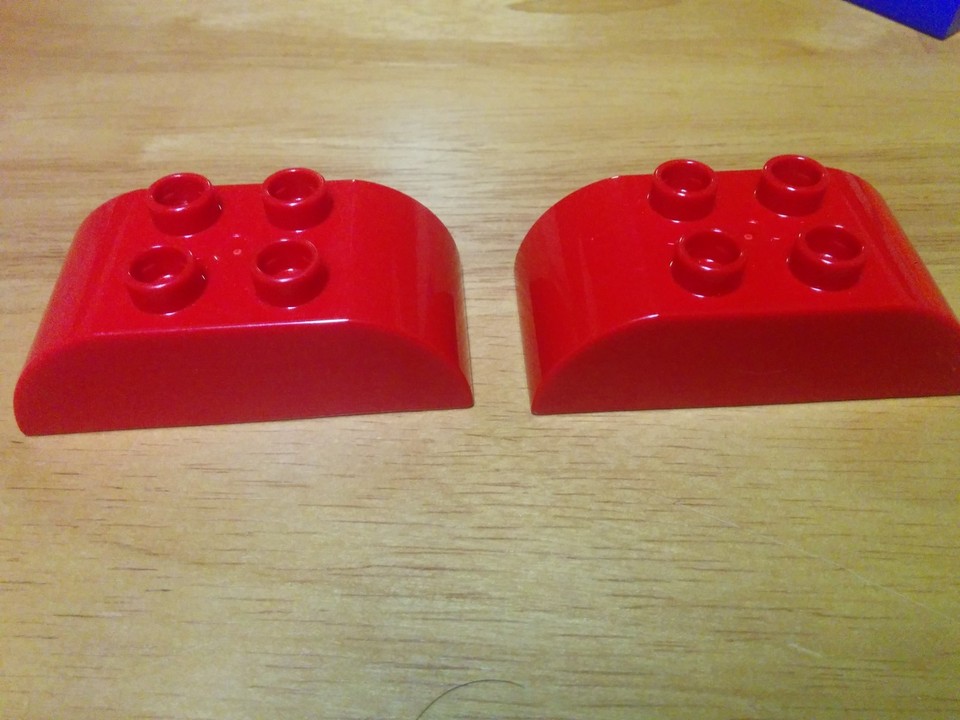 2 Lego DUPLO Brick 2x4 CURVED TOP blue azure orange yellow red lime ...