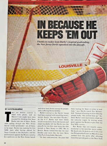 1988 Sean Burke New Jersey Devils Hockey Player | eBay