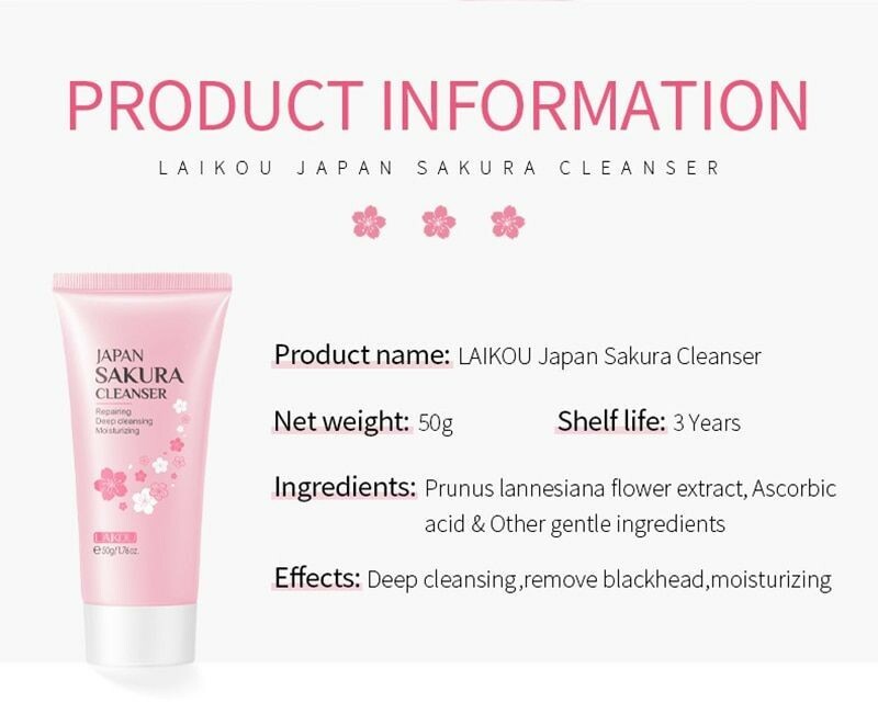 Sakura Cleanser Foam Moisturizing Face Deep Cleansing Removes Oily Skin ...