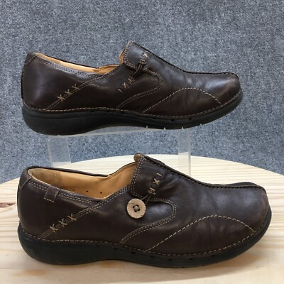 Clarks Unstructured Shoes Womens 10 M Loafers Brown Leather Casual ...