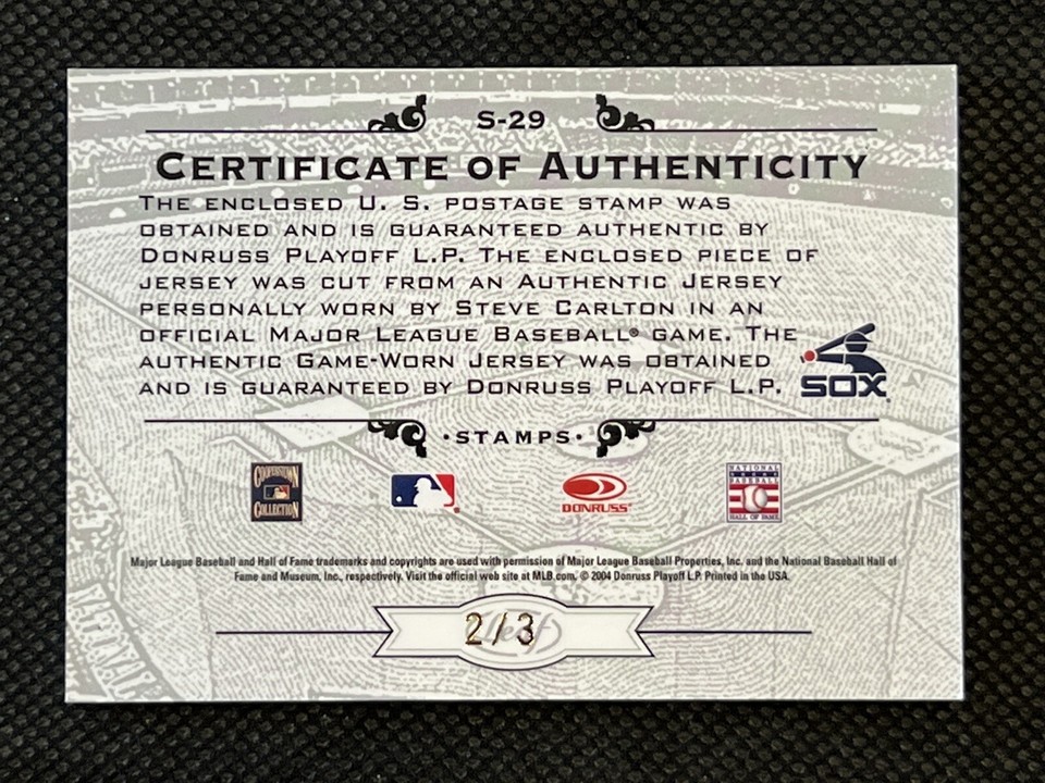 2005 Steve Carlton Leaf Century Stamps Signature Material Prime Olympic ...