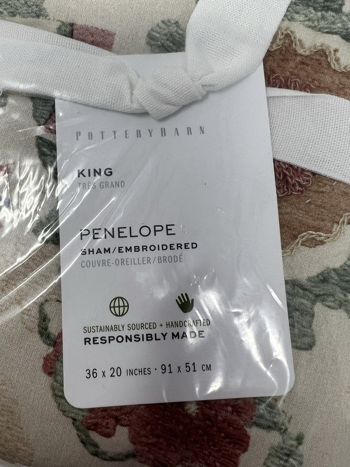 Pottery Barn Penelope Appliqué Handcrafted Quilted Embroidered KING ...