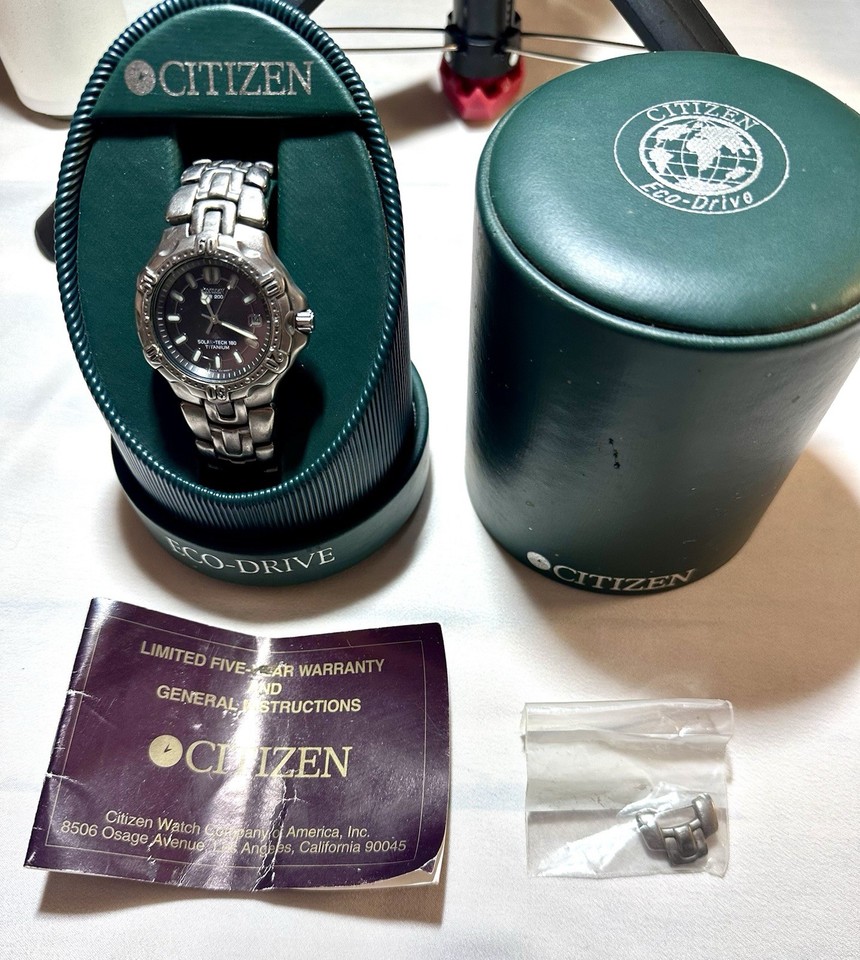 Citizen Eco-Drive Solar-Tech 180 Titanium Diver Watch w/ Box Papers ...