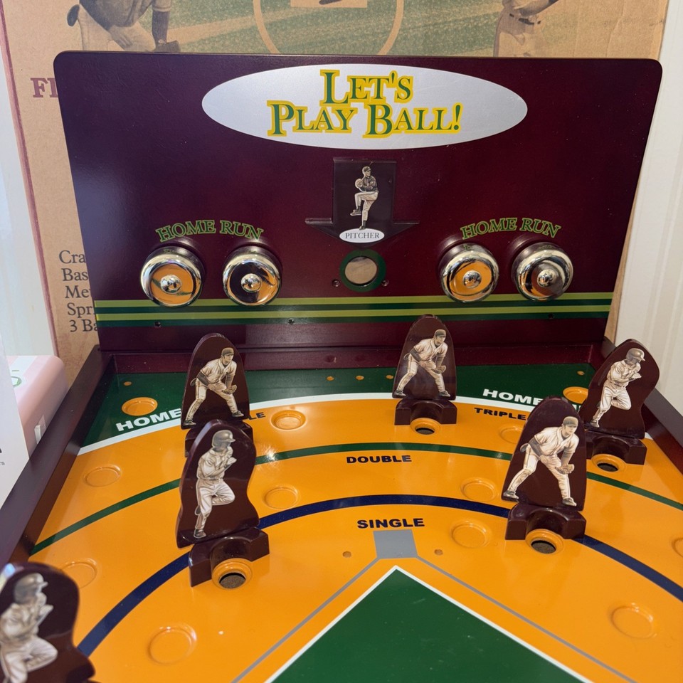 Lets Play Ball Pinball Baseball Game Wood Tabletop Mechanical Toy New ...