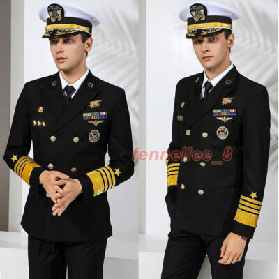 U.S. Navy Admiral Captain Officer Uniform Double-breasted Jacket Pants ...
