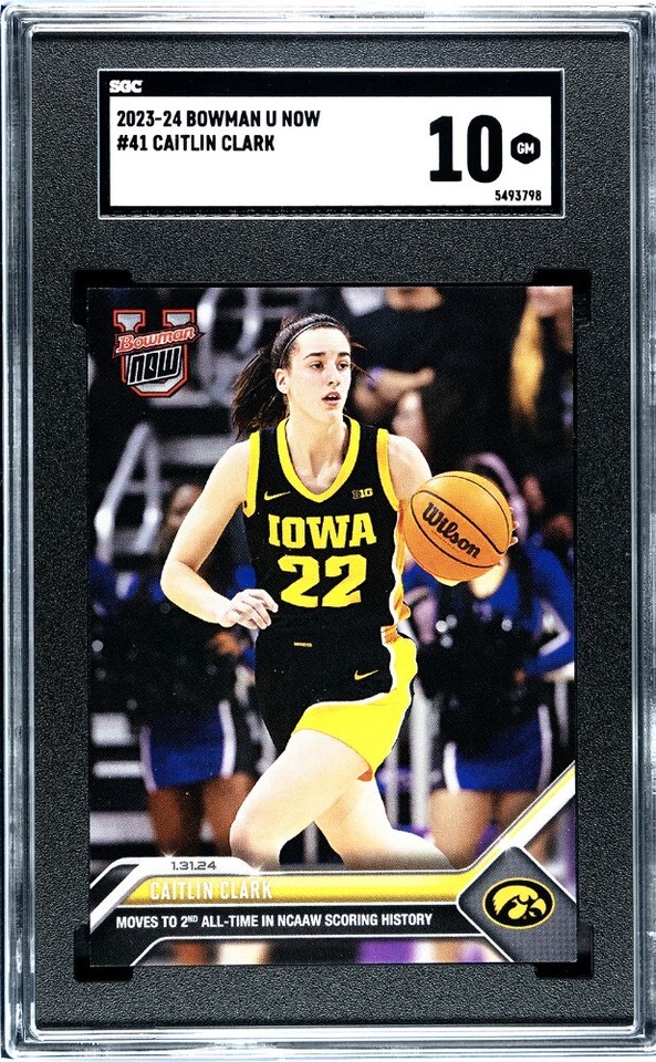 2023-24 Bowman U Now #41 Caitlin Clark SGC 10 GEM MINT Iowa Hawkeyes RC ...