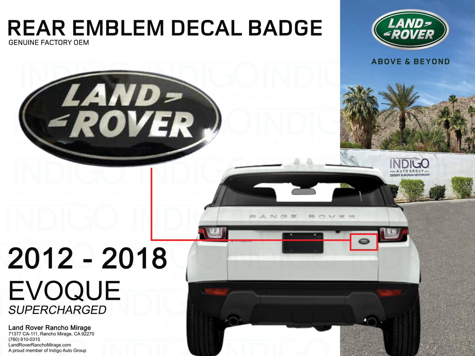 FACTORY OEM LAND ROVER REAR LOGO EMBLEM BADGE RANGE ROVER EVOQUE ...