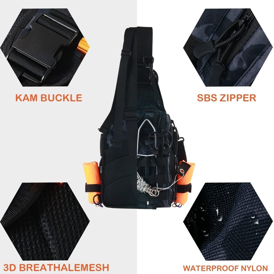 Compact Fishing Tackle Bag, Fishing Bag with Tackle Box and Rod Holder ...