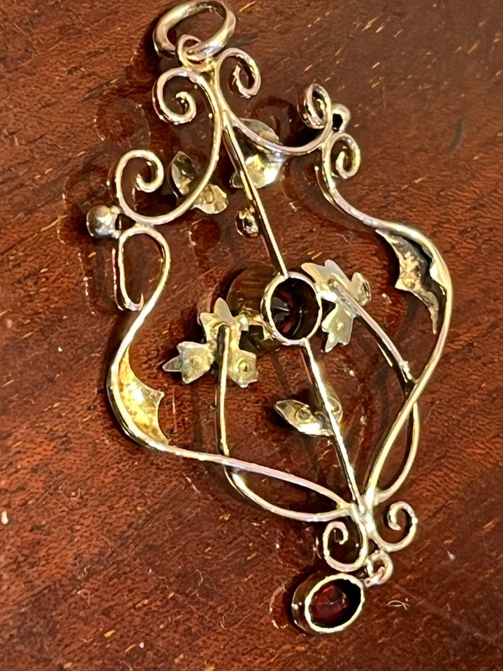Antique 9ct Gold Garnet & Pearl Pendant | eBay Australia