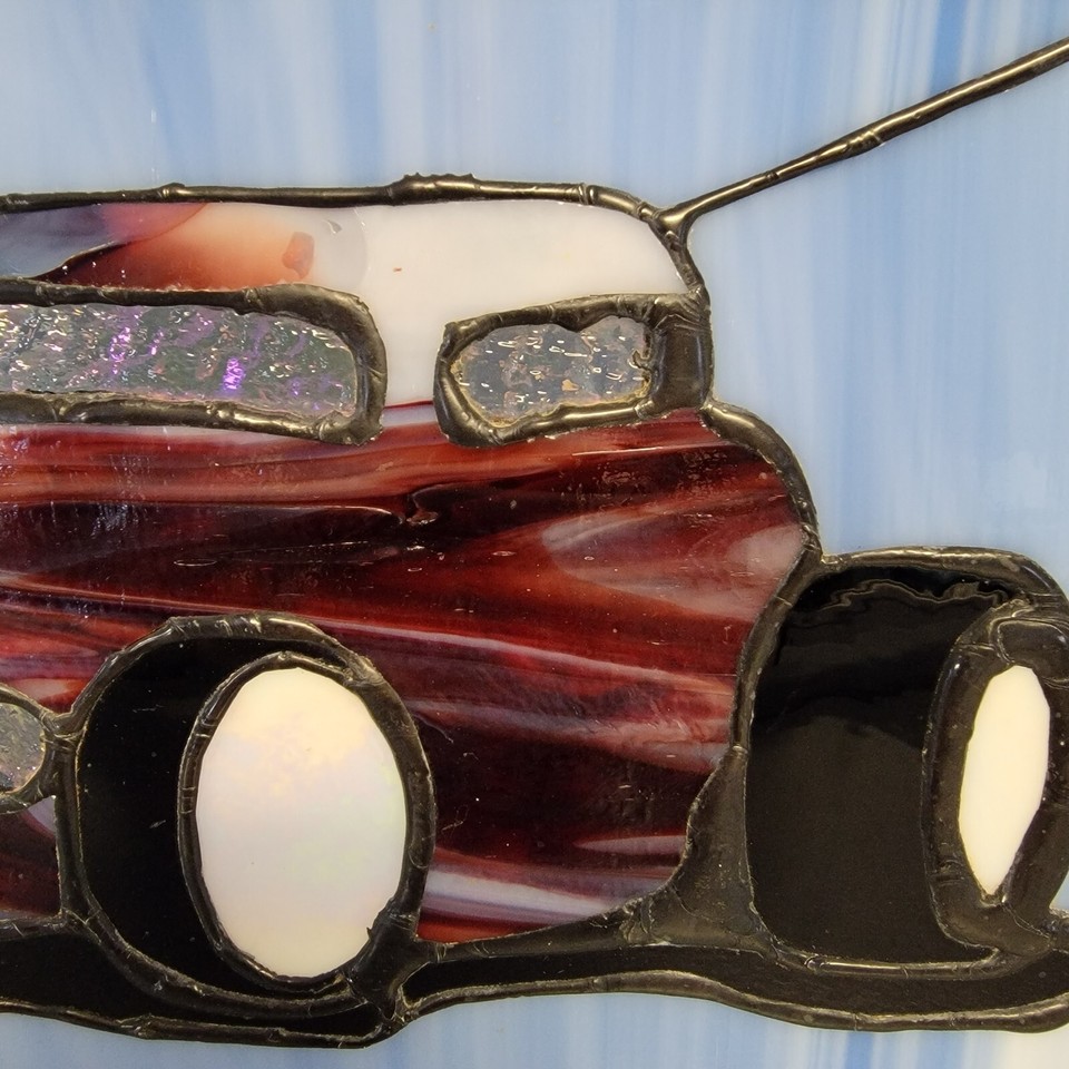 Hod Rod Stained Glass Panel, stained glass art, 1950's art, Rockabilly ...