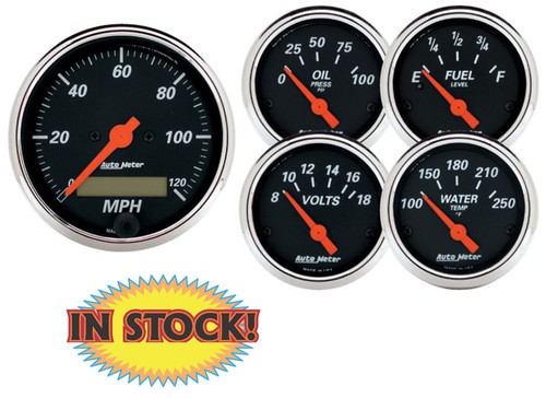 AutoMeter 1421 - Designer Black 5 Gauge Kit with Chrome Bezel -3-1/8 ...