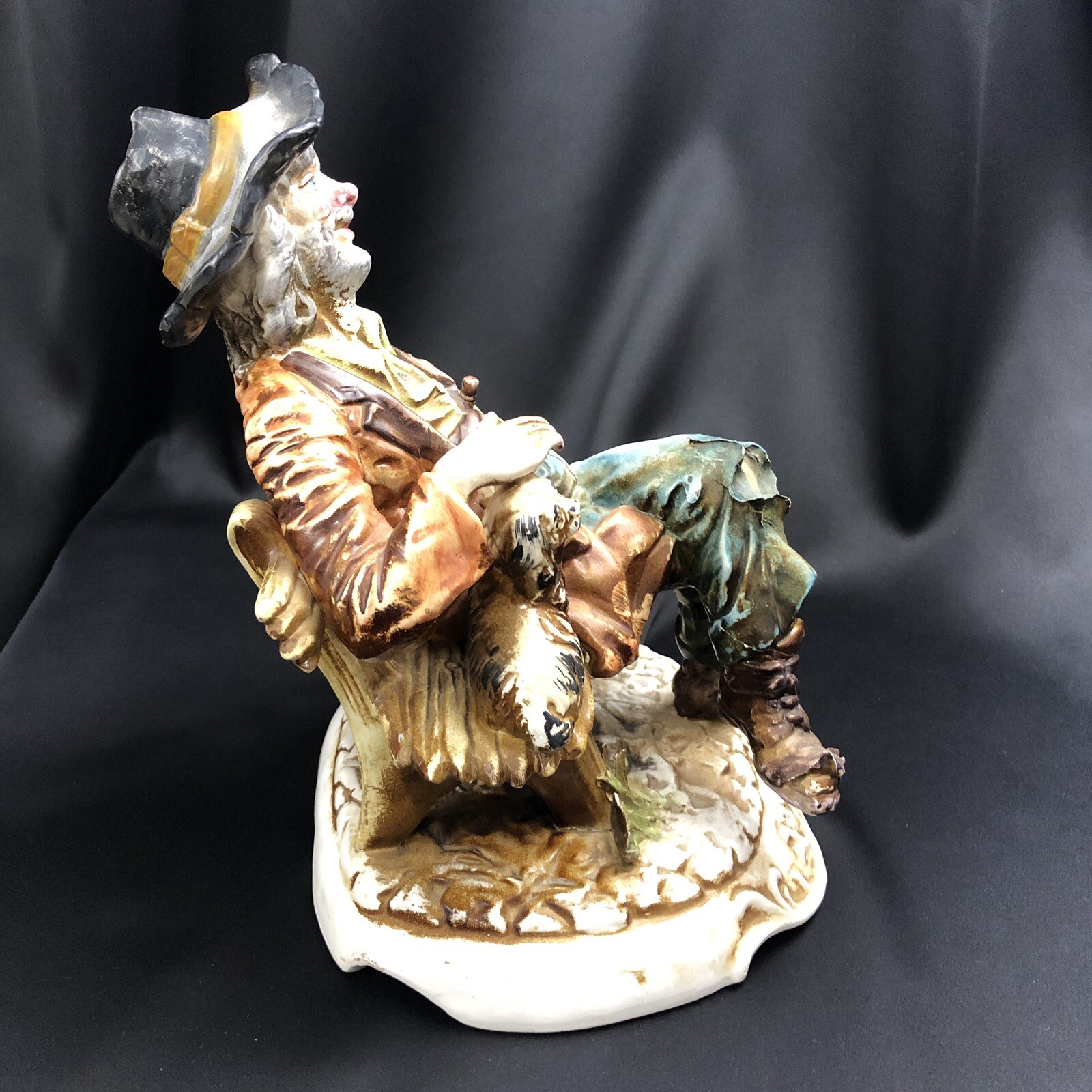 Vtg Capodimonte Large Figurine Tramp Drunk Hobo Pirate On Bench ...