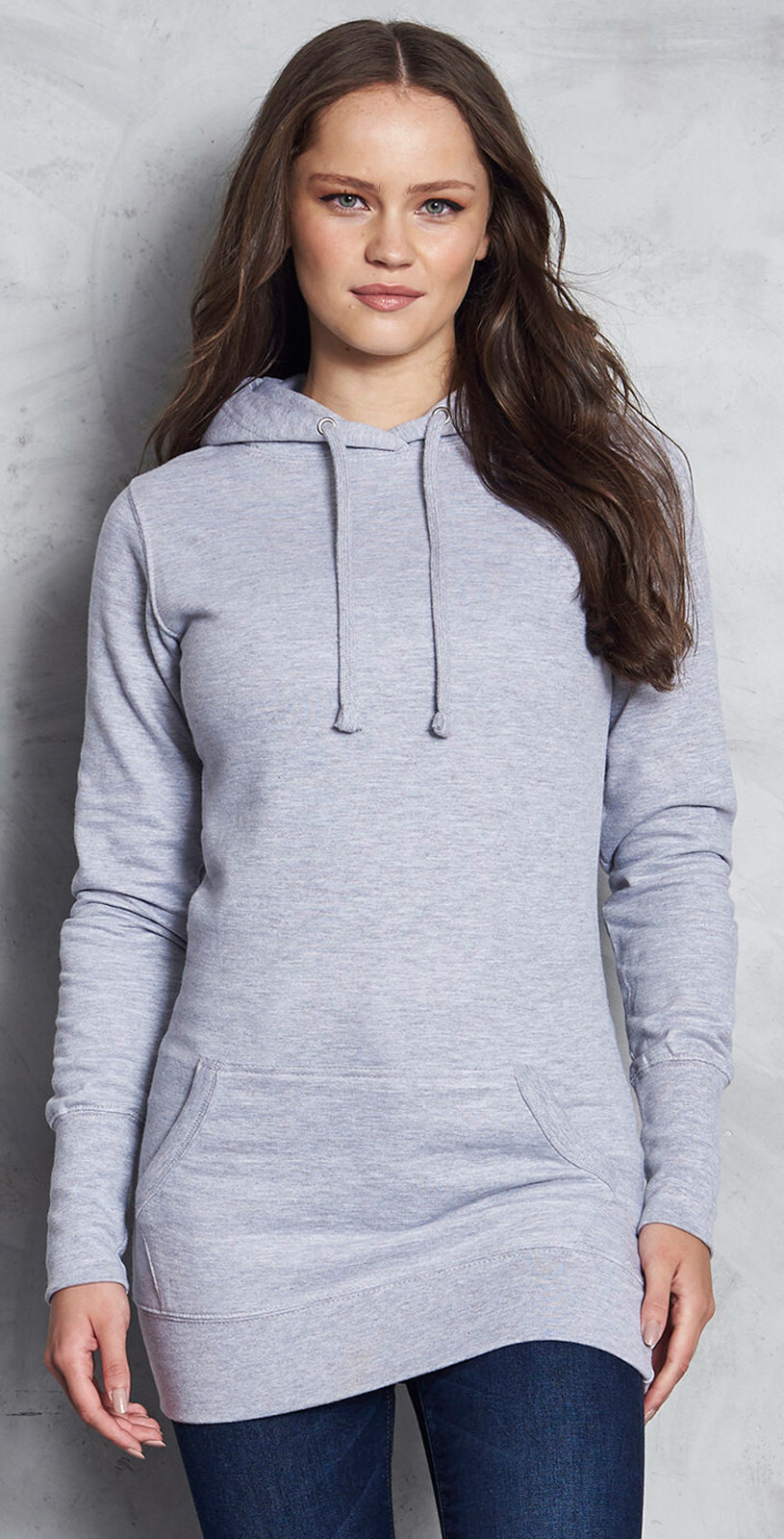 Ladies Sweatshirt Longline Hoodie Hooded Womens Long Line Top Size 8 10 ...