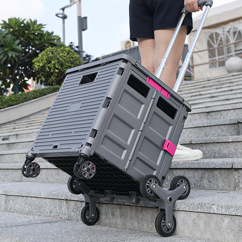 Foldable Trolley Crate Boot Cart Mobile Shopping Camping Picnic Storage ...