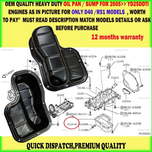 NEW FOR NISSAN NAVARA D40 PATHFINDER R51 YD25 DCi 2.5L 2005> ENGINE OIL ...