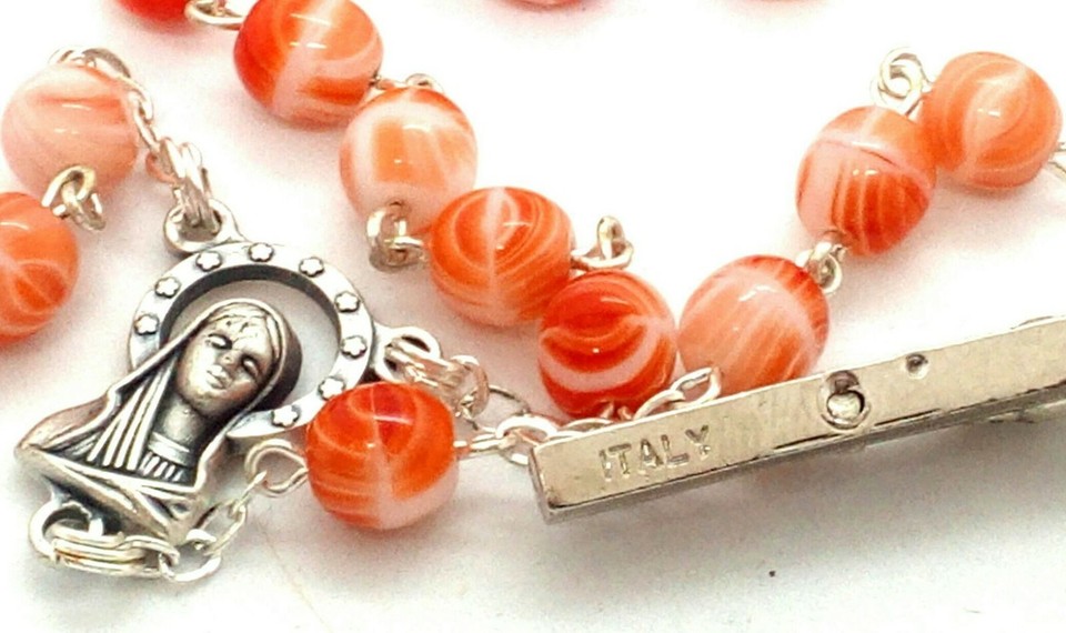 Murano Style Glass Italian Rosary Beads - Made in Italy - Stamped Italy ...