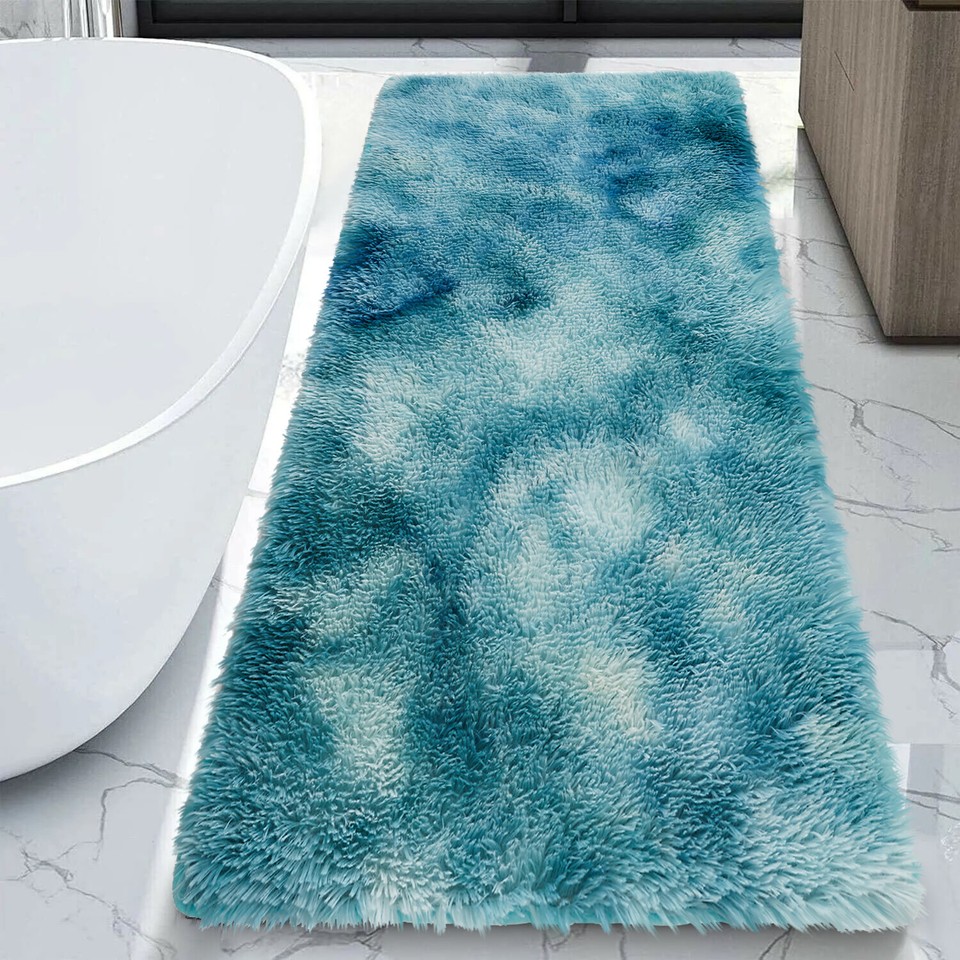 Extra Long Non Slip Shaggy Bath Mat Bathroom Rugs Super Soft Washable ...