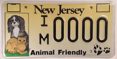 NJ PET FRIENDLY ANIMAL LOVER license plate Dog Puppy Cat Kitten Rescue ...