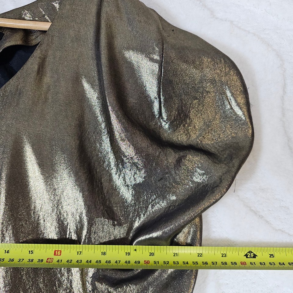 All Saints Spitalfields Metallic Gold Camile Shinco Dress Women's Size ...
