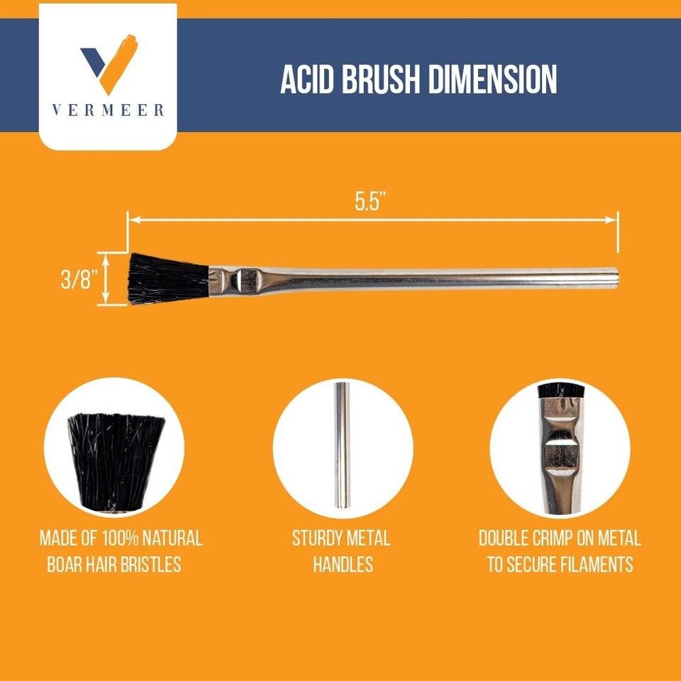 Vermeer Acid Brushes - 36-Count - 3/8" Boar Hair Acid Flux Brushes | eBay