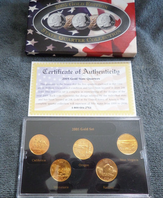 2005 Statehood Quarters Layered 24K Gold Edition – 5 Coin Commemorative ...