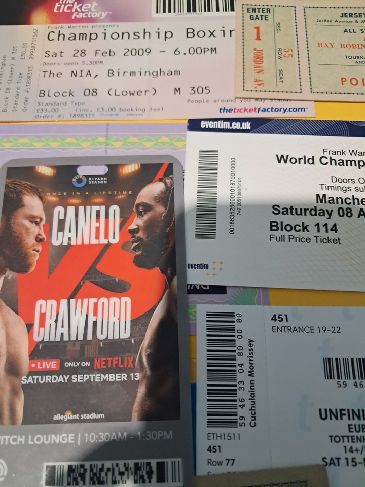 Lot of Boxing Tickets - Ali, Louis, Mayweather, Foreman, Marciano ...